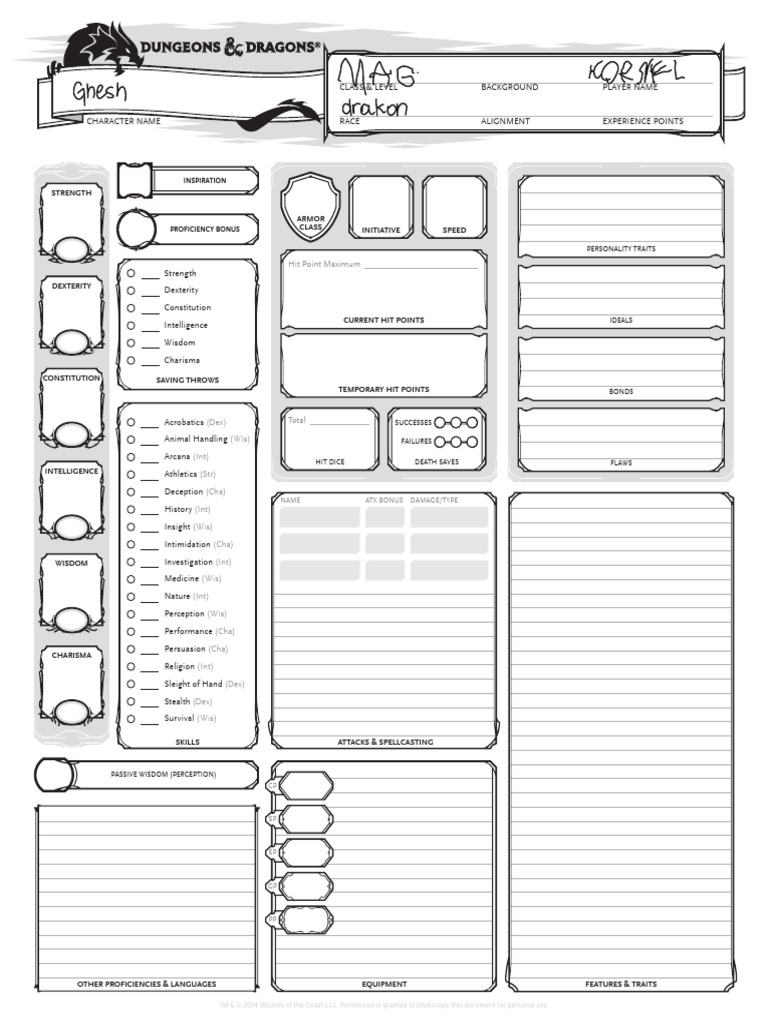 Character Sheet - Print Version | PDF | Entertainment | Role Playing ...