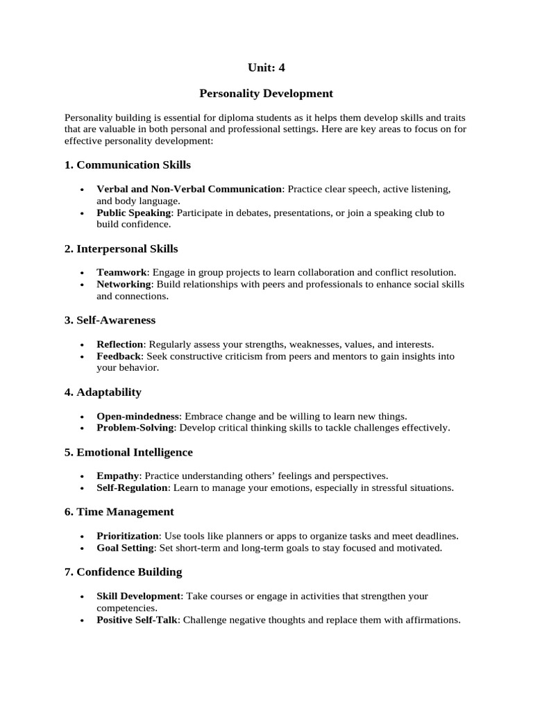 Unit 4 - Personality Building, Body Language | PDF | Body Language ...