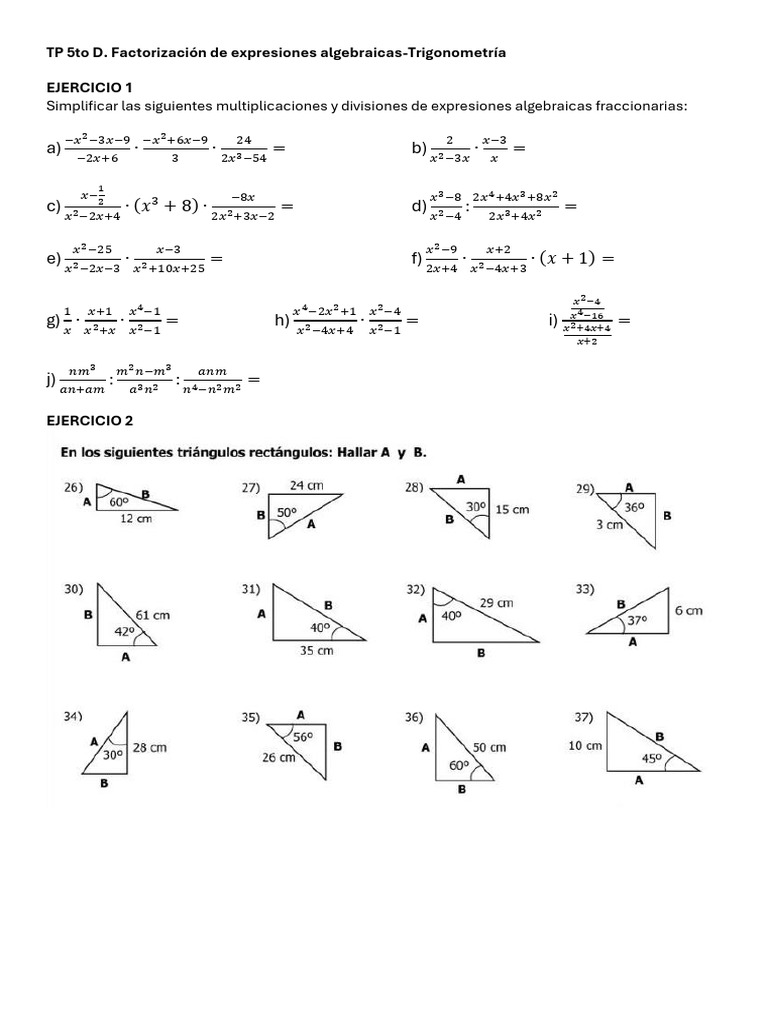 TP Factorizaci-N Expresiones Algebraicas-Trigonometr-A | PDF | Matemáticas