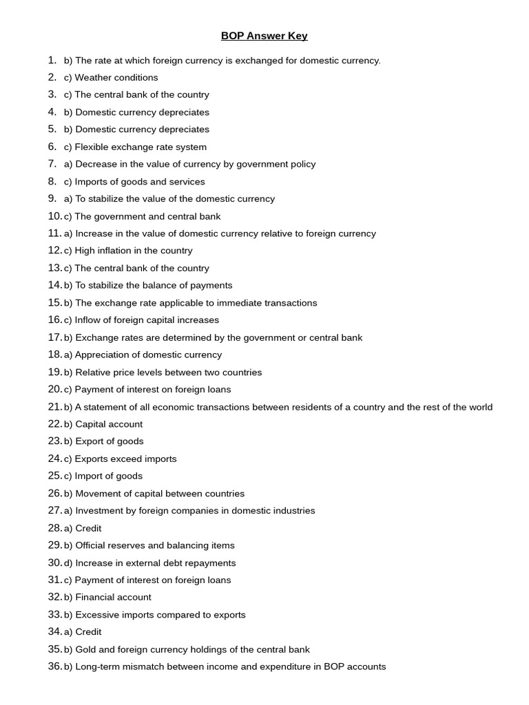 BOP Answer Key Overview | PDF | Technology & Engineering