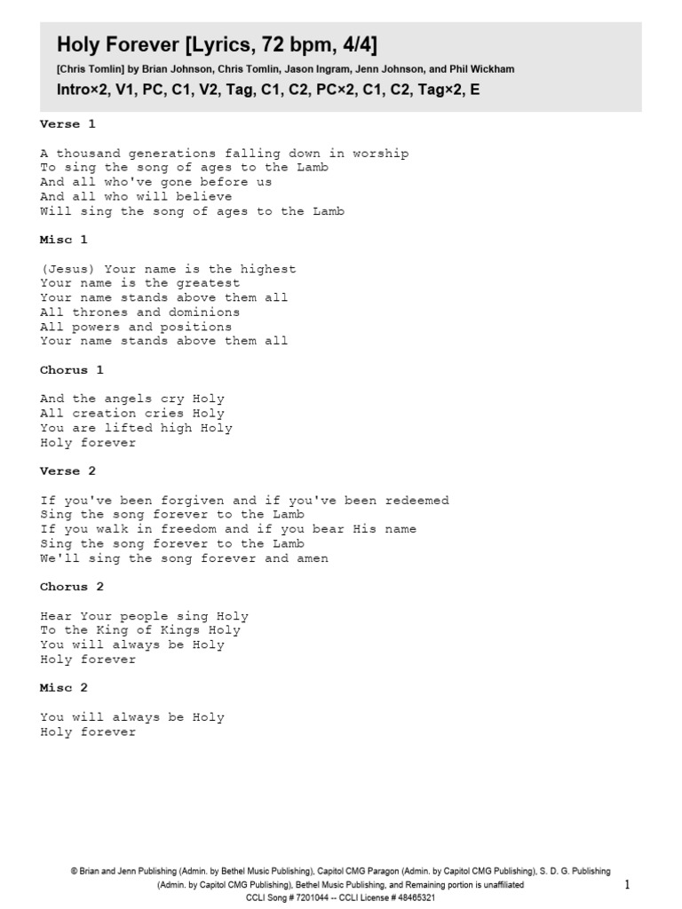 Holy Forever Lyrics 2 | PDF | Religion & Spirituality