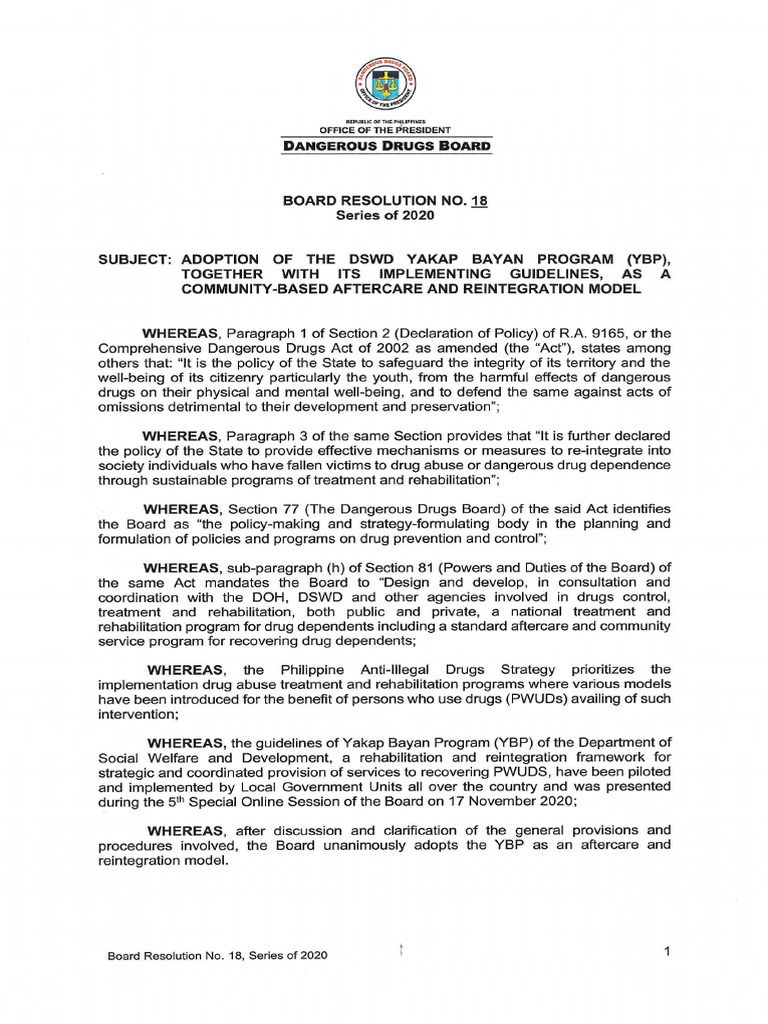 Board - Res. - No. - 18 - S. - 2020 Yakap Bayan | PDF