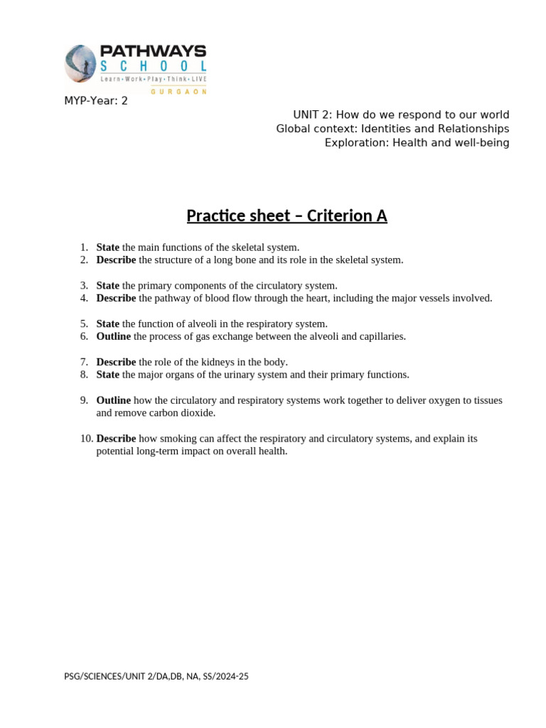 UNIT 2 - Practice Sheet-Criterion A | PDF