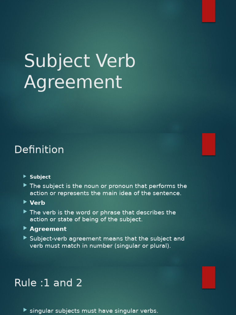 Subject Verb Agreement. | PDF | Language Arts & Discipline | Foreign ...