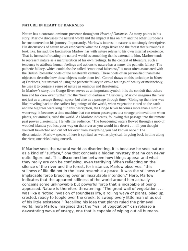 Nature in Heart of Darkness | PDF | Postcolonialism | Heart Of Darkness