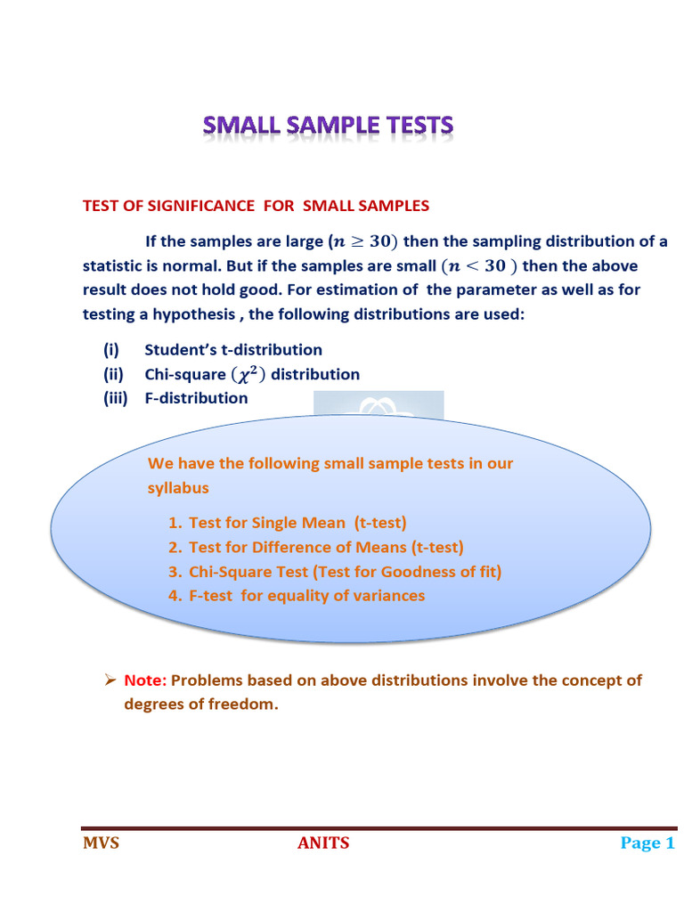 Small Sample Tests - (Unit-V) Part-II | PDF | Null Hypothesis | Hypothesis