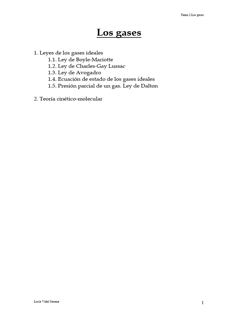 Tema 2 Los Gases | PDF | Gases | Evaporación