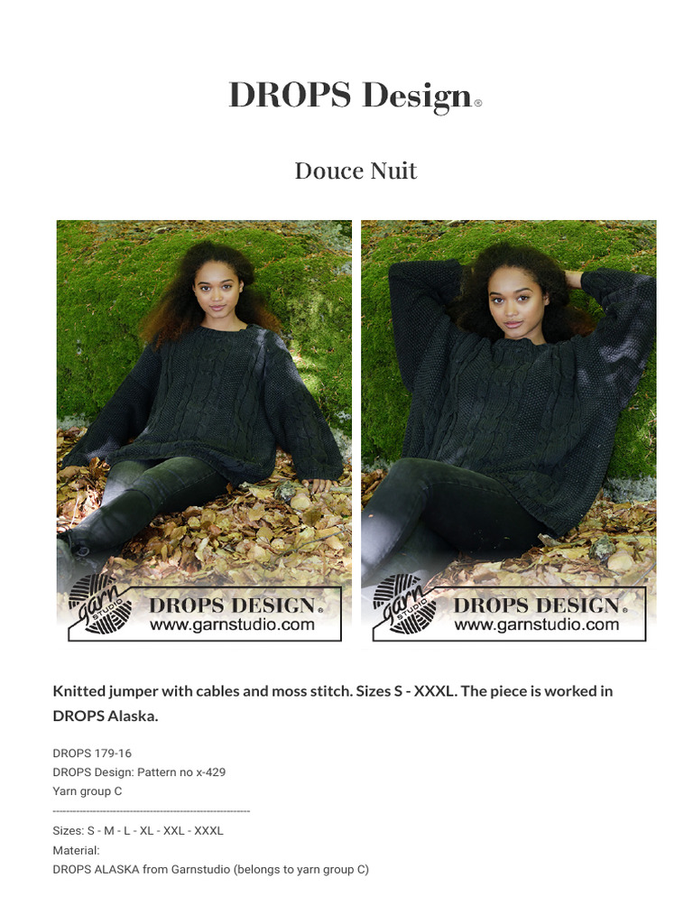 Douce Nuit - Knitted Jumper With Cables and Moss Stitch. Sizes S - XXXL. The Piece Is Worked in ...
