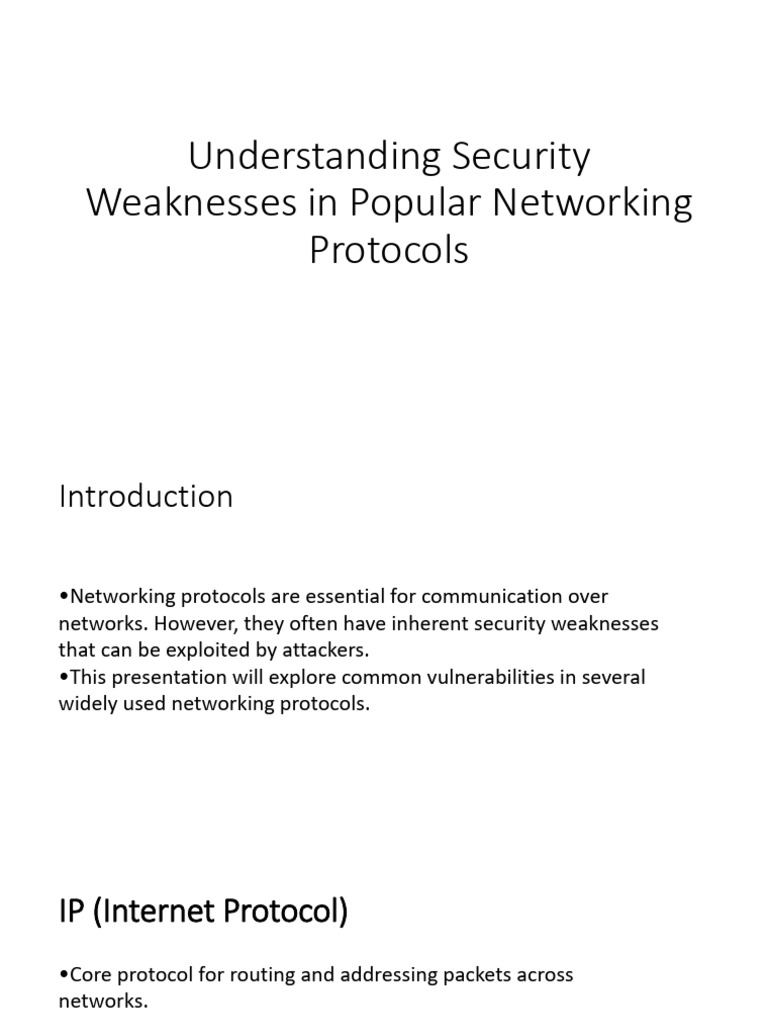 Understanding Security Weaknesses in Popular Networking Protocols | PDF | Transmission Control ...