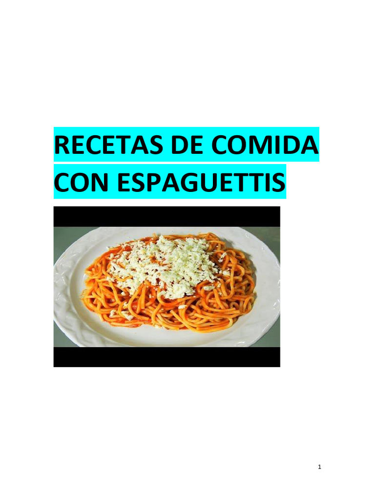 Comidas con espaguettis | PDF | Espaguetis | Cocinando