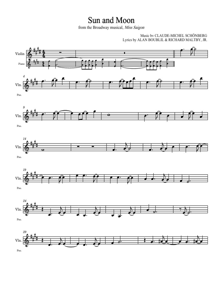 Sun and Moon (Violin & Piano) | PDF | Theatre | Musical Theatre
