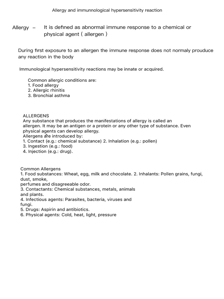 Understanding Allergy and Hypersensitivity | PDF | Allergy | Allergen