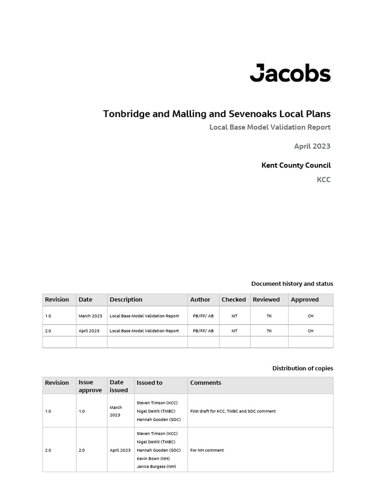 Stage 2 TandM and Sevenoaks Local Model Validation Report | PDF | Kent ...
