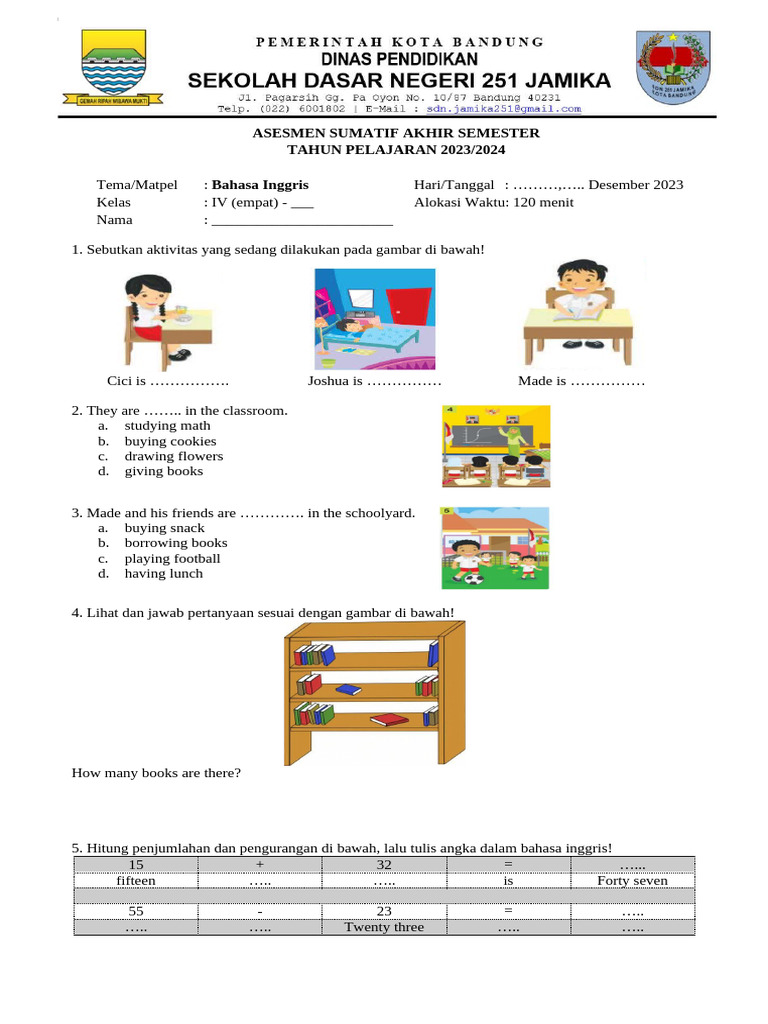 Soal Asas B.inggris Kls 4 2023 | PDF | Hygiene | Interior Design