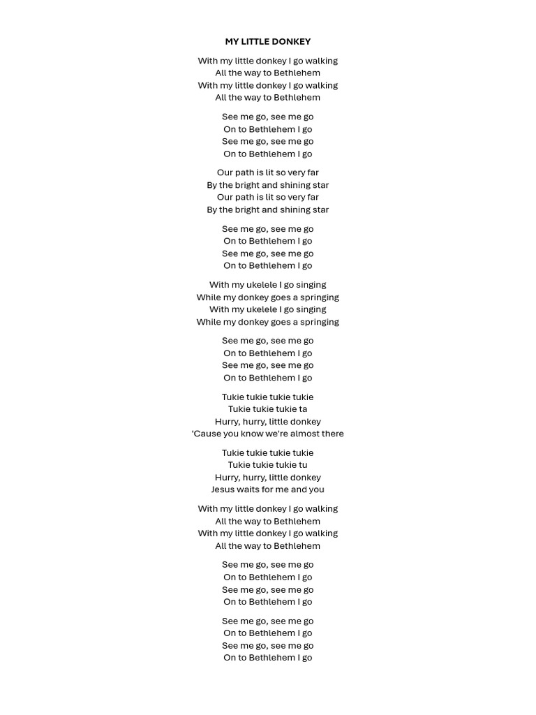 My Little Donkey Song Lyrics | PDF