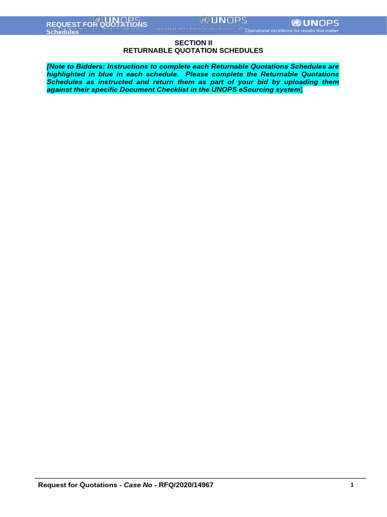 20 - (LOT.1.a) RFQ Section Il Returnable Quotation Schedules | PDF | Insurance | Liability Insurance