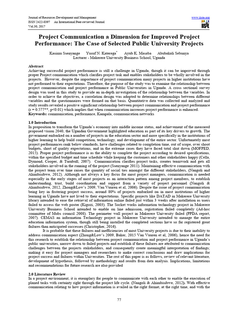 Project Communication A Dimension For Improved Project | PDF | Science