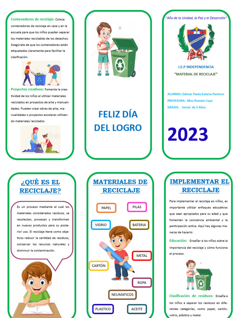 Triptico Reciclaje | PDF | Reciclaje | Residuos