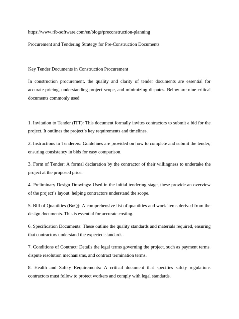 Tendering Strategies for Hotel Projects | PDF | Procurement | Feasibility Study