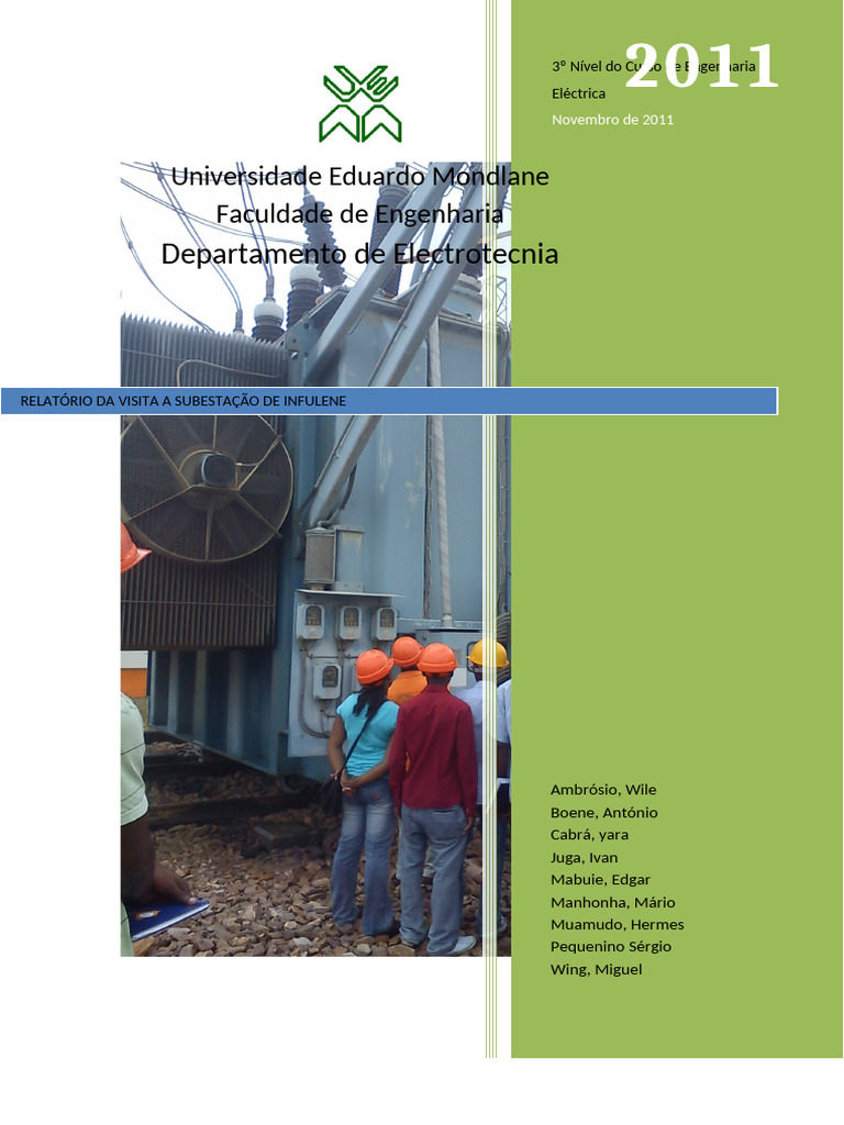 Relatório da Visita à Subestação Infulene | PDF | Engenharia de Energia ...