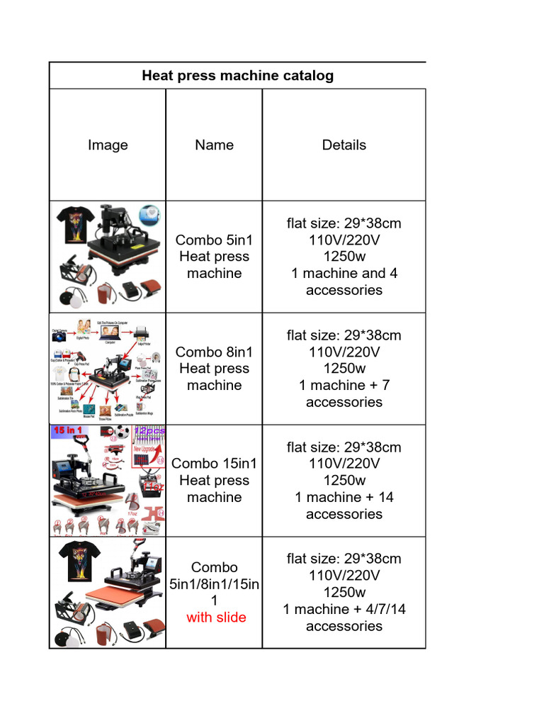 heat press machine catalog | PDF