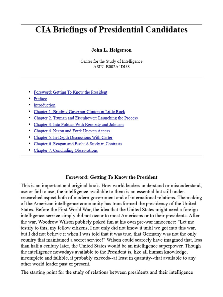 CIA Briefings of Presidential Candidates | PDF | Director Of Central ...