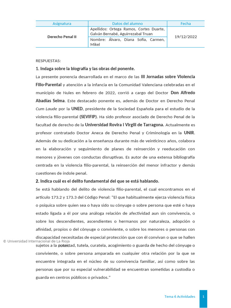 Actividad Grupal Penal | PDF | Violencia | Castigos