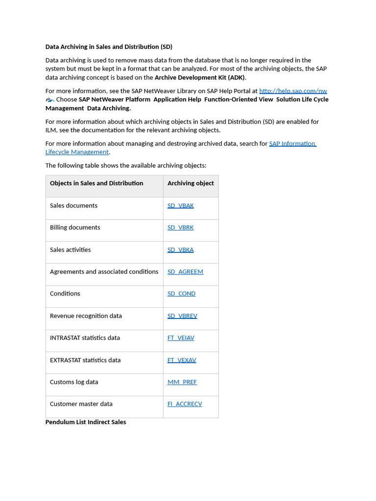 Data Archiving in Sales and Distribution | PDF | Databases | Invoice