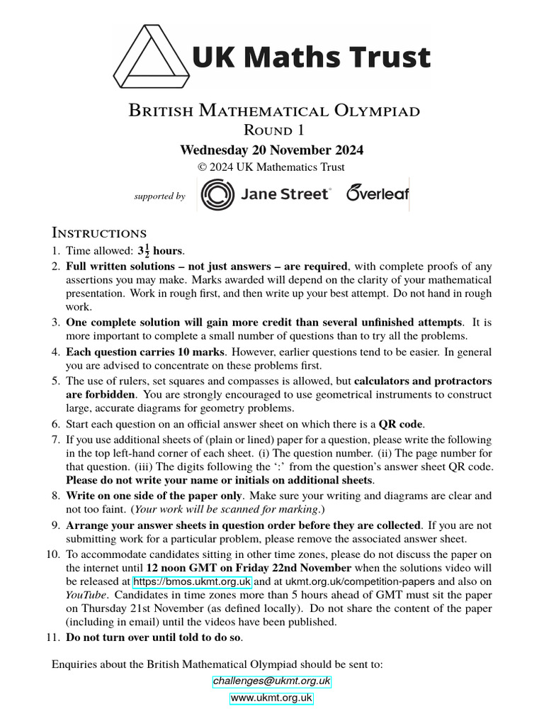 Bmo1 2025 | PDF | Mathematics