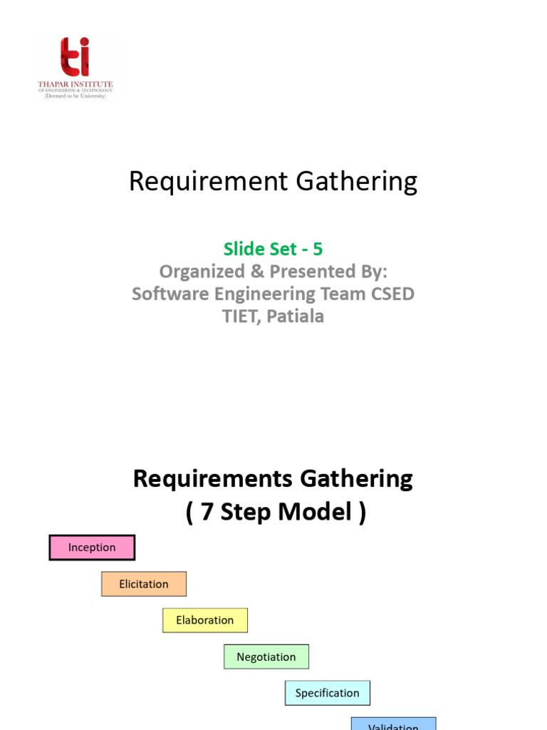 Slide Set 5 Requirement Gathering | PDF | Use Case | System