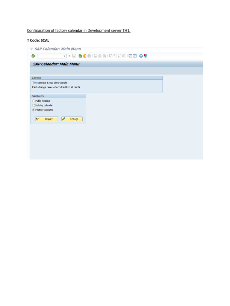 Factory Calendar Configuration | PDF