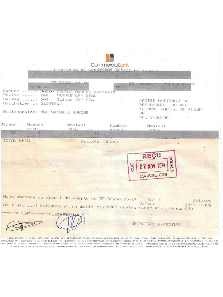 Recu Versement CNPS 2 | PDF