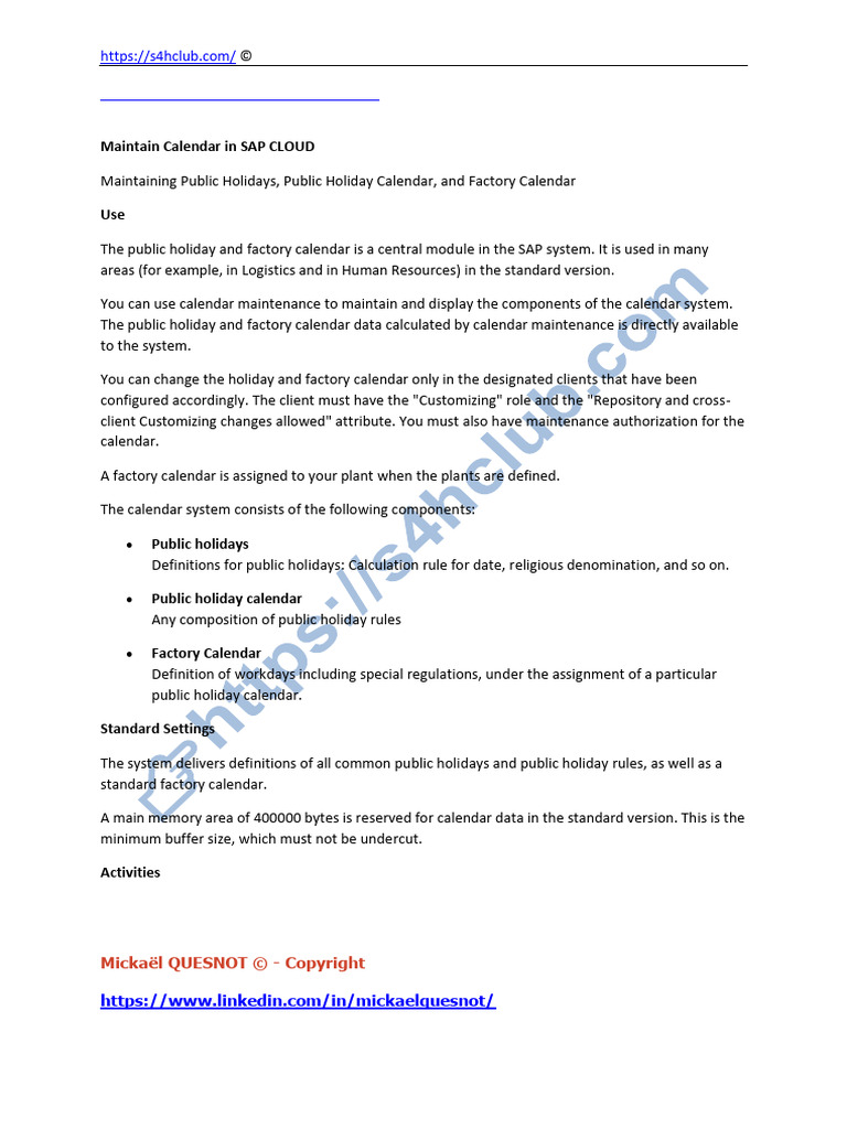 Factory Calender in Cloud | PDF | Computer Science | Computing