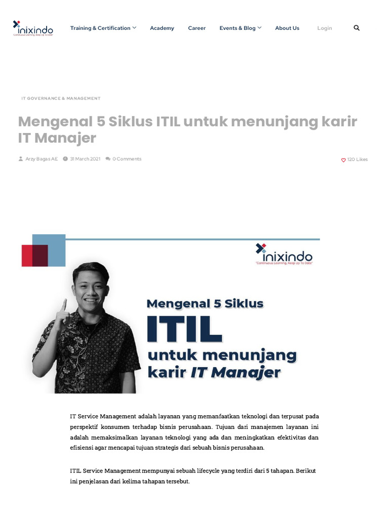 Mengenal 5 Siklus ITIL Untuk Menunjang Karir IT Manajer - Inixindo | PDF