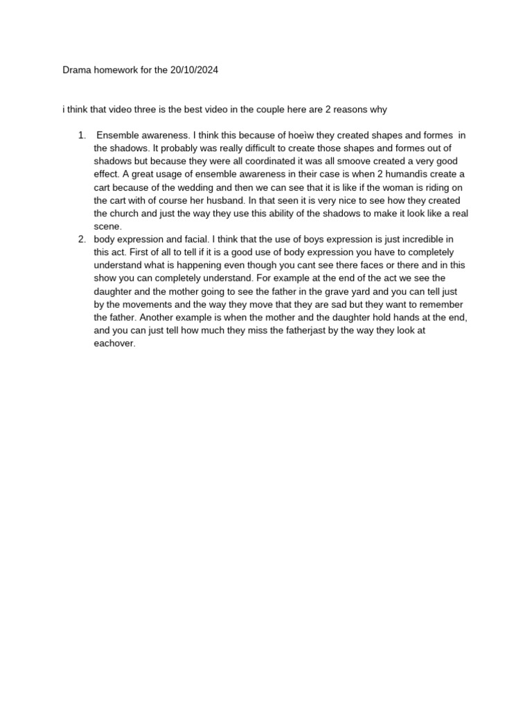 Drama Homework | PDF