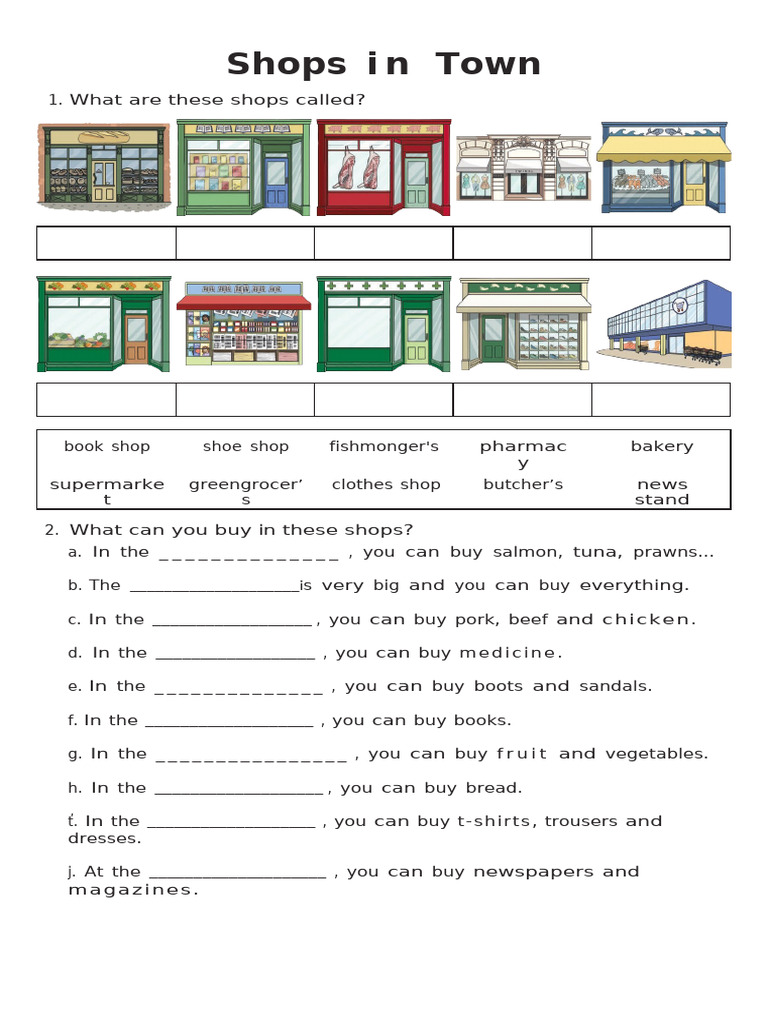 Types of Shops in Town and Their Goods | PDF | Wellness