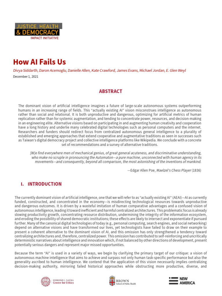 How AI Fail Us | PDF | Artificial Intelligence | Intelligence (AI) & Semantics