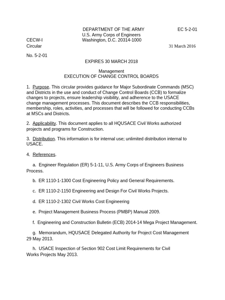 Change Control Boards Guidance for USACE | PDF | Risk | United States ...