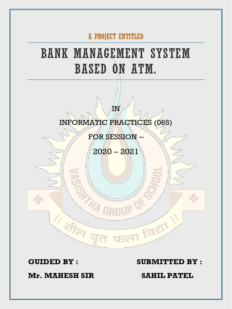 12C27 Sahil Bank Management System ATM | PDF | Automated Teller Machine | Computing