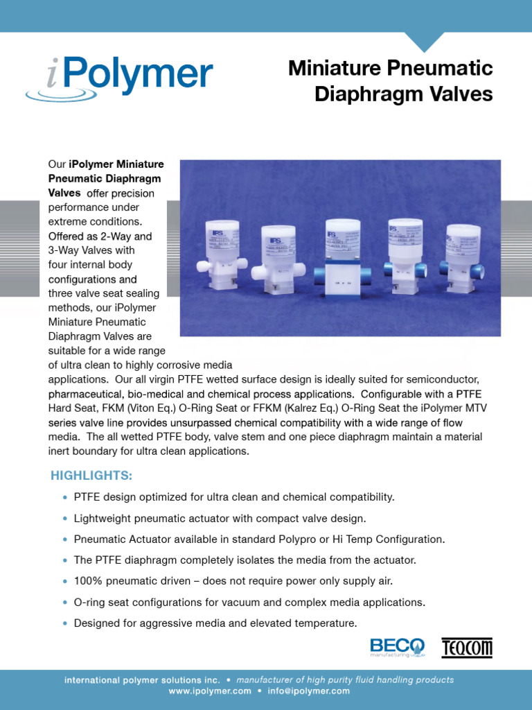 IPolymer Miniature Pneumatic Valves | PDF