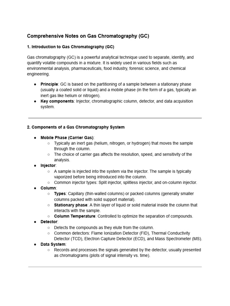 Gas Chromatography: Principles and Applications | PDF | Gas ...