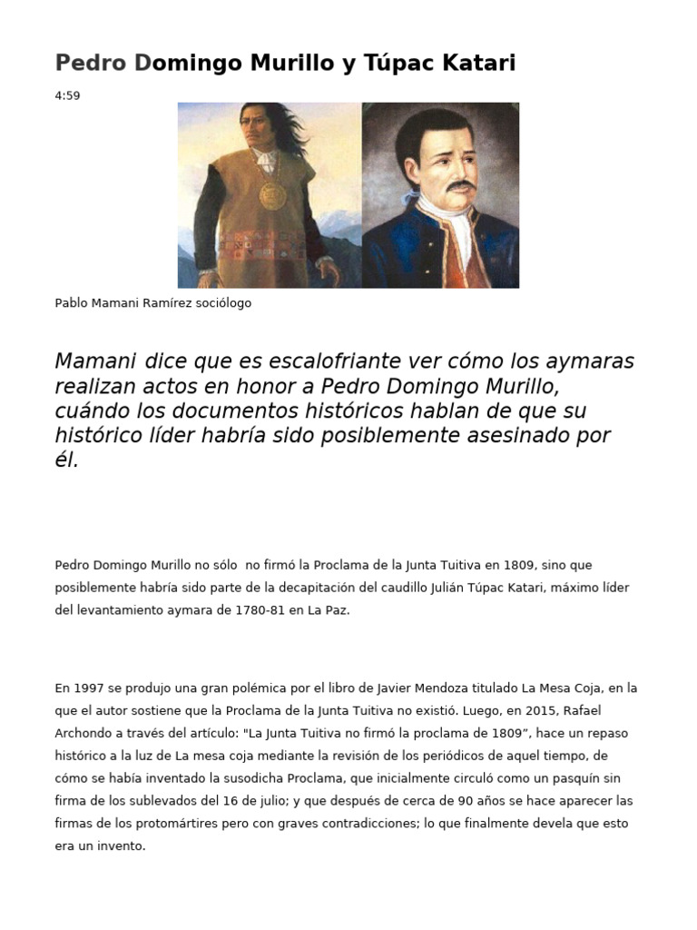Pedro Murillo y Tupac Katari | PDF | España