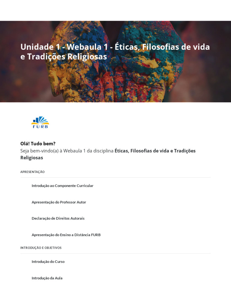 Unidade 1 Webaula 1 Eticas Filosofias de Vida e Tradicoes Religiosas Qf9uzFFp | PDF | Moralidade ...