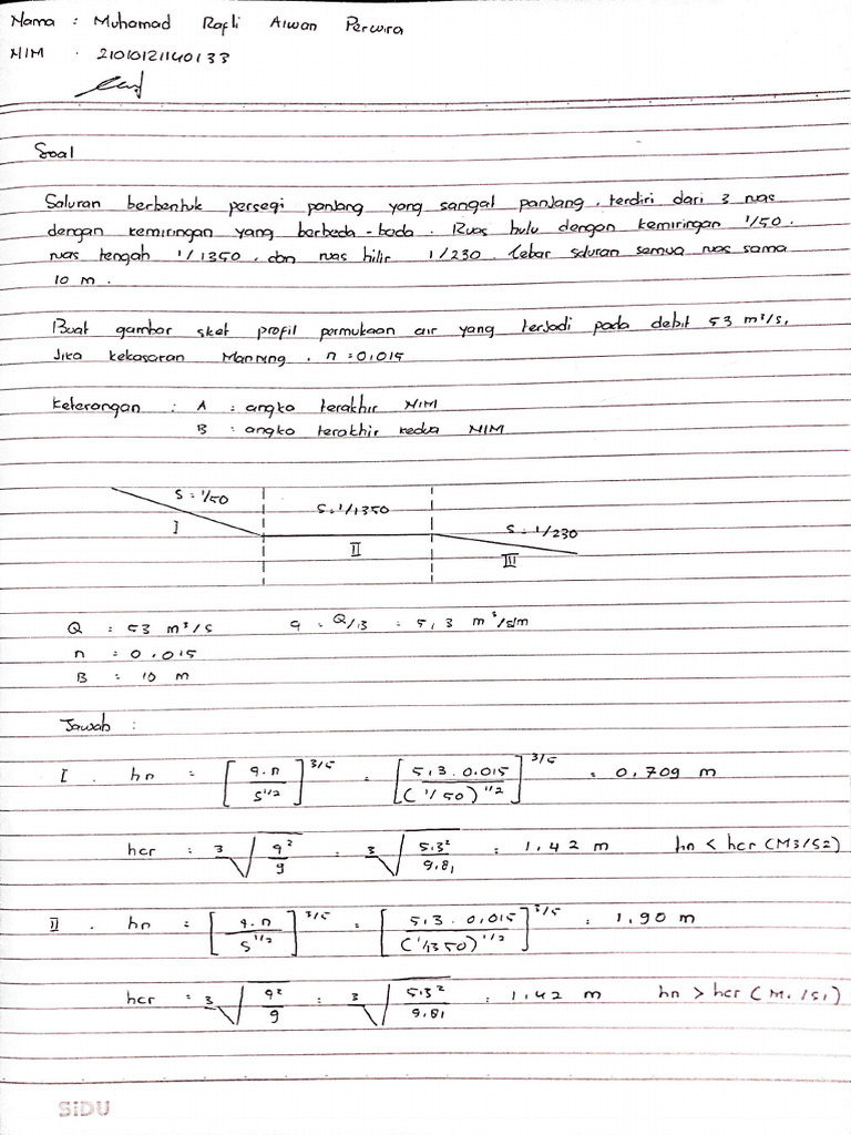 Muhamad Rafli Alwan P - 21010121140133 - Tugas Hidraulika | PDF