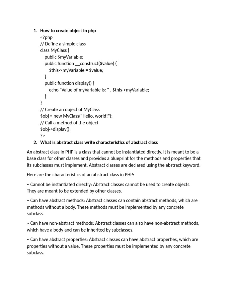 PHP ans | PDF | Xml | Class (Computer Programming) PHP ans | PDF | Xml | Class (Computer Programming)