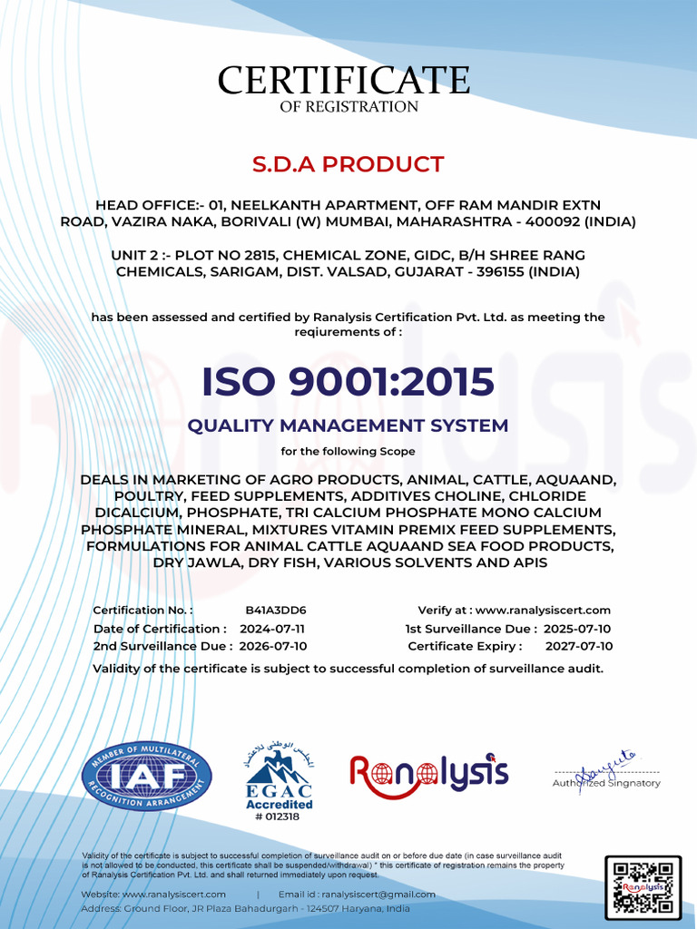 Iso Sda Product - 9001-2015 | PDF