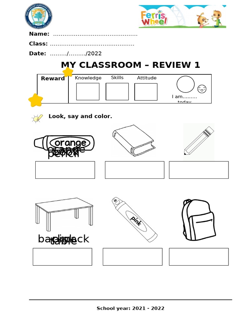 (Mẫu) (4-5) My Classroom - Review 1 | PDF