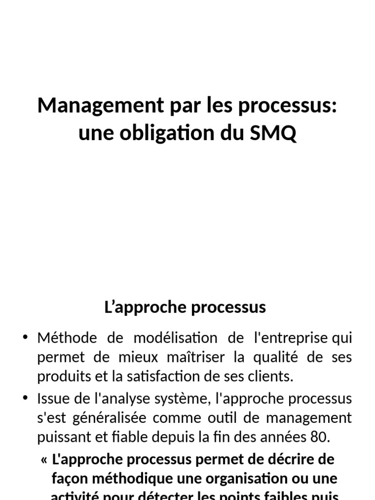 Management Par Les Processus | PDF | Management de la qualité | Système de management de la qualité