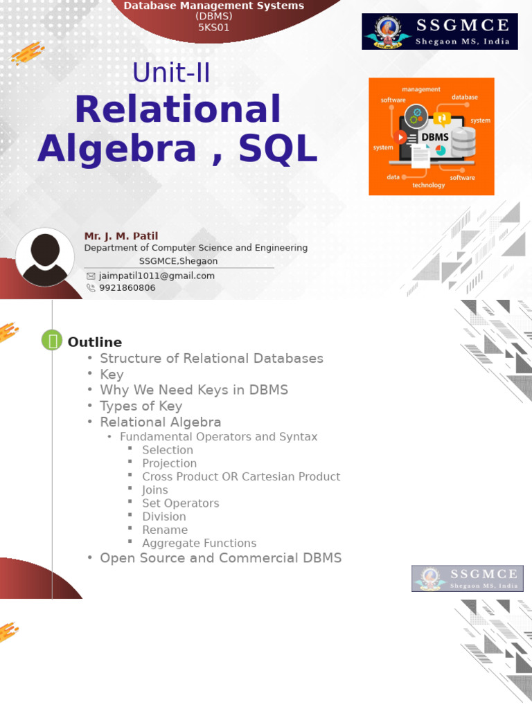 5KS01 DBMS Unit II Relational Algebra SQL | PDF | Relational Model ... 5KS01 DBMS Unit II Relational Algebra SQL | PDF | Relational Model ...
