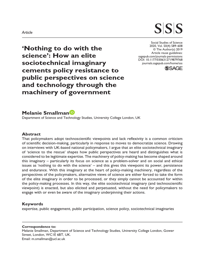 Nothing To Do With The Science | PDF | Science | Policy